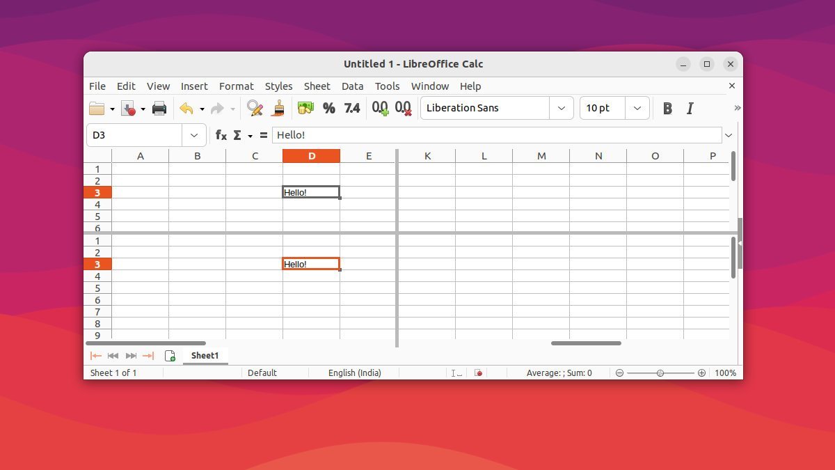 Split a Worksheet View in LibreOffice Calc - libreofficehelp.com