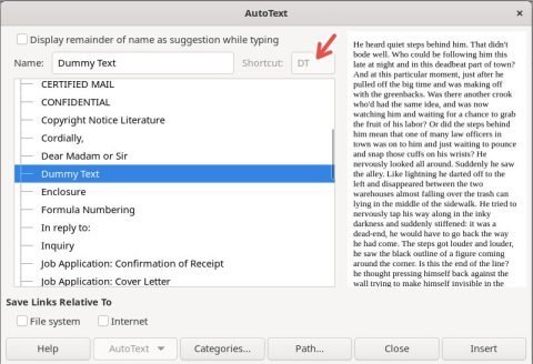 How to Generate Autotext in LibreOffice Writer