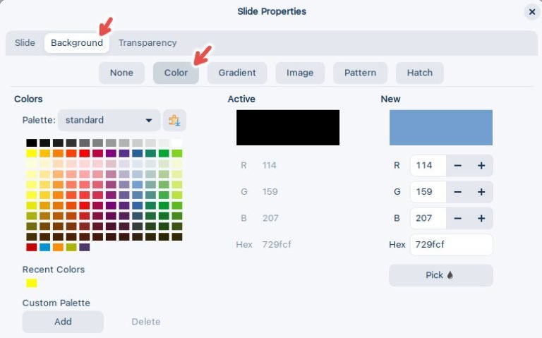 Change Slide Background Color in LibreOffice Impress