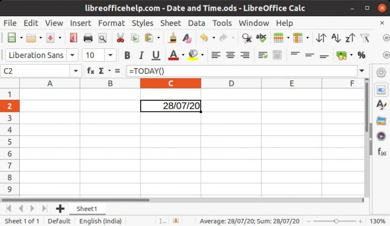 How to Enter Current Date and Time in LibreOffice Calc