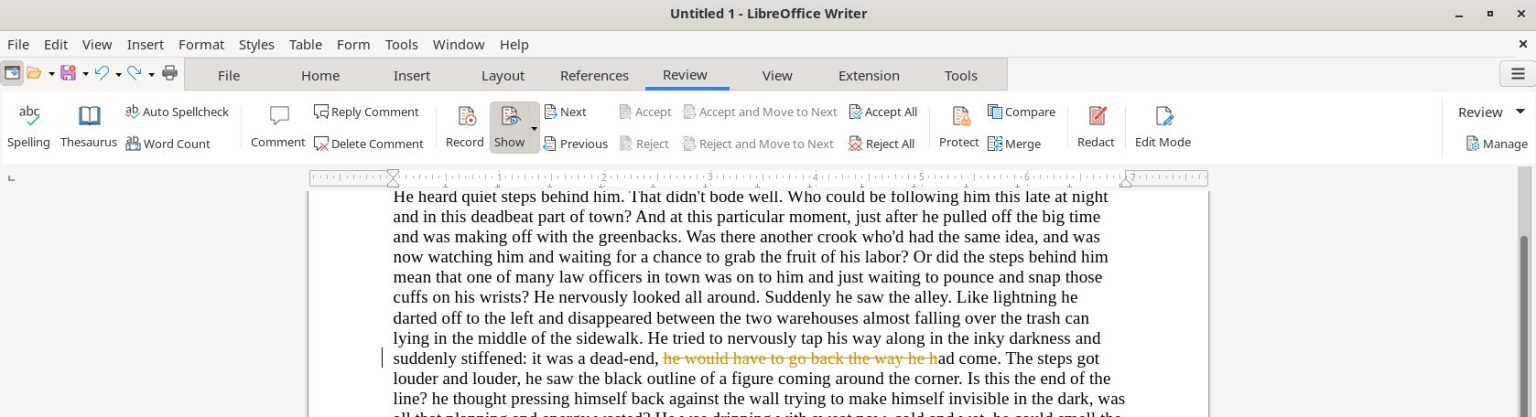 Track, Accept and Reject Changes in LibreOffice Writer