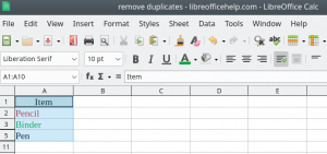 How to Remove Duplicates in LibreOffice Calc List