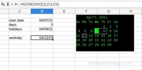 Weekday, Workday in LibreOffice Calc [How to Find]