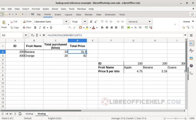 Lookup and Reference Functions in LibreOffice Calc
