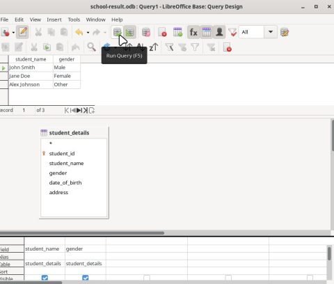 School Result Management System in LibreOffice Base [Projects]