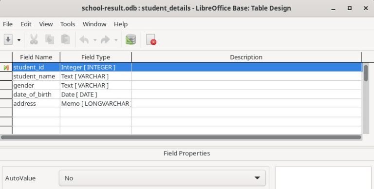 School Result Management System in LibreOffice Base [Projects]