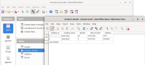 School Result Management System in LibreOffice Base [Projects]