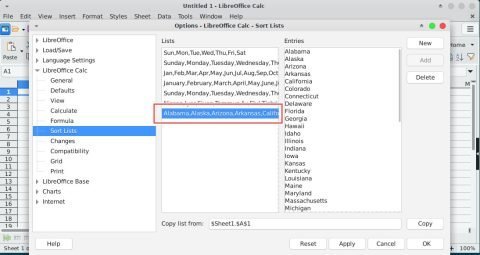 How to Create Custom List in LibreOffice Calc