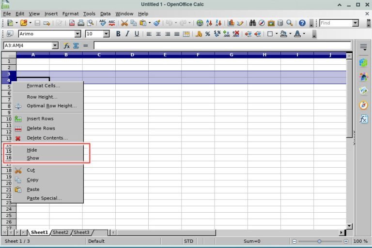 How To Hide Columns And Rows In Libreoffice And Openoffice
