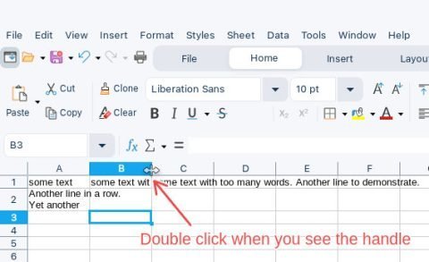 Autofit Columns and Rows in LibreOffice and OpenOffice