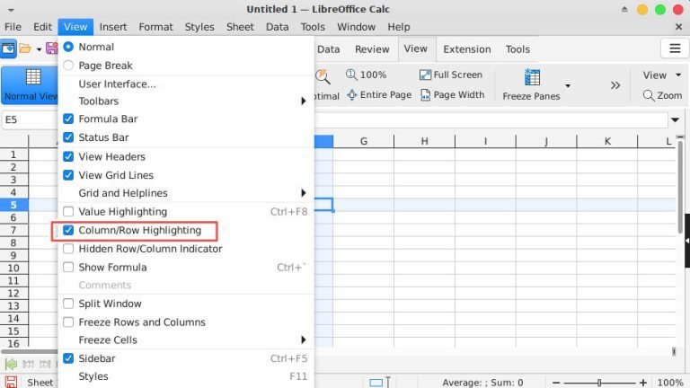 Highlight rows and columns of active cell in LibreOffice Calc Highlight rows and columns of active cell in LibreOffice Calc